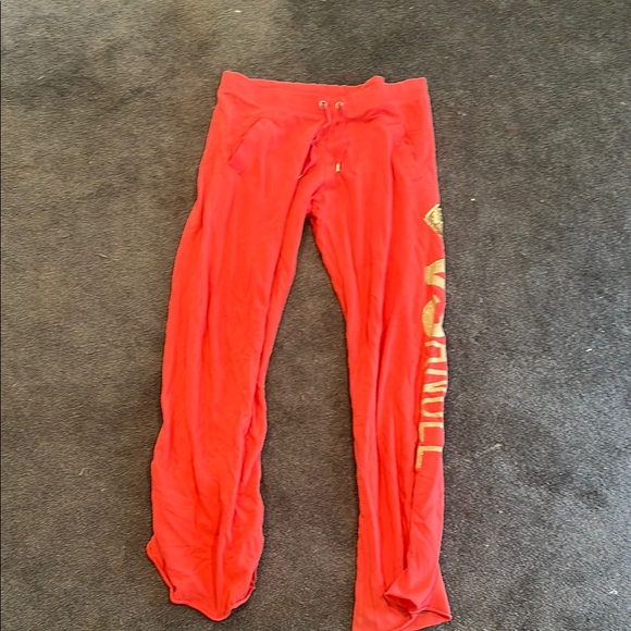 Victoria's Secret | Other | Red Sweatpants With Gold Logo | Poshmark